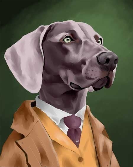 Weimaraner gift, The Well Dressed Weimaraner dog art print, Weimaraner – Rubenacker Studios