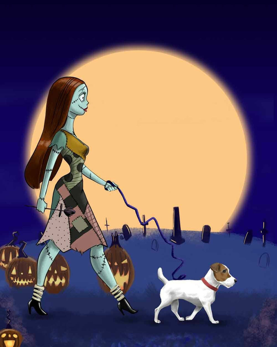 Jack Russell gift, Jack Russell art, Sally nightmare before Christmas – Rubenacker Studios