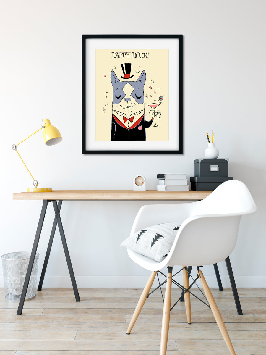 Boston terrier bar art print vintage inspired – Rubenacker Studios